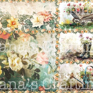 Printable GARDEN Junk Journal (20 Pages): Spreads, Embellishments ...