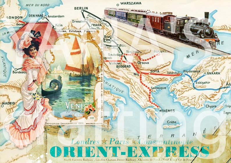 ORIENT EXPRESS Printable Junk Journal (15 Pages)/ Collaged Scrapbooking ...