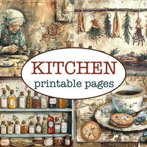 25 Printable KITCHEN PAGES / Cooking Junk Journal / Scrapbooking Paper ...
