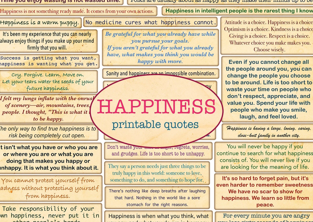 HAPPINESS Printable Quotes / Cut Out Ephemera / Sentiments Printable ...