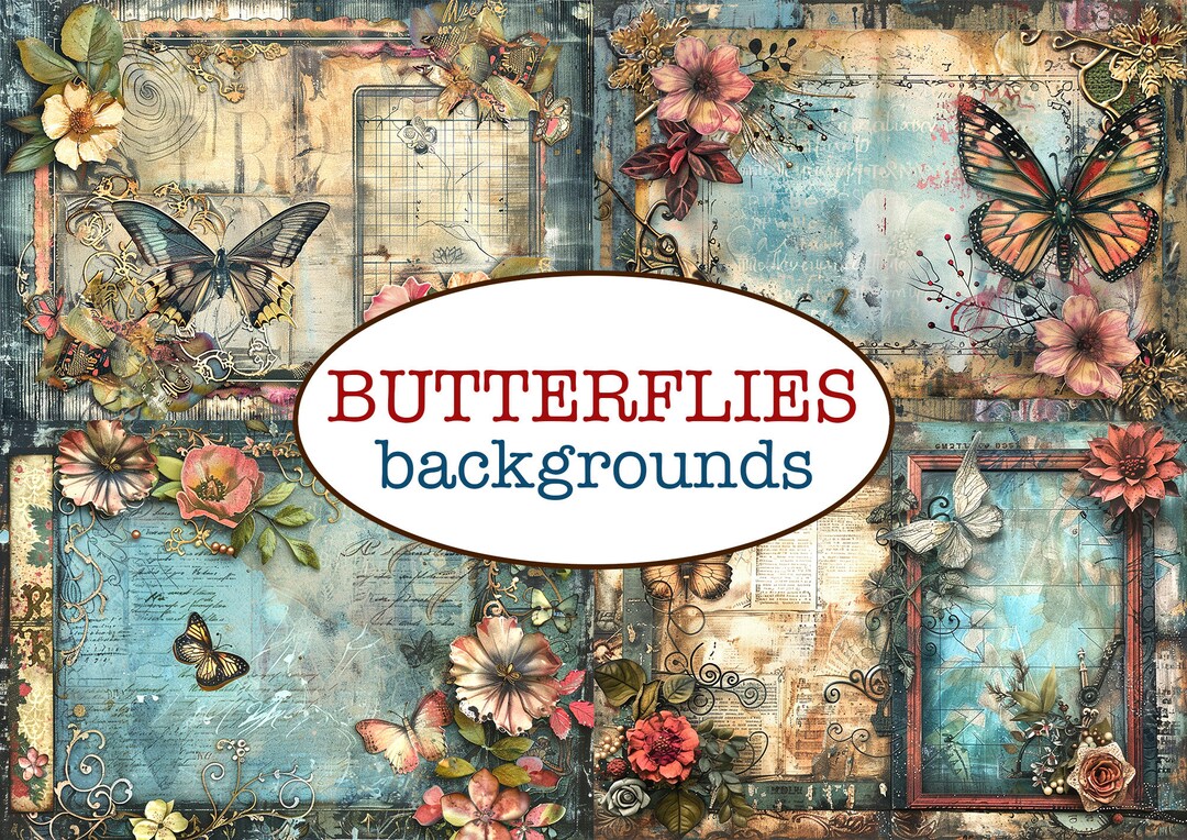 25 Printable BUTTERFLY Themed PAGES / Printable Junk Journal / Vintage ...