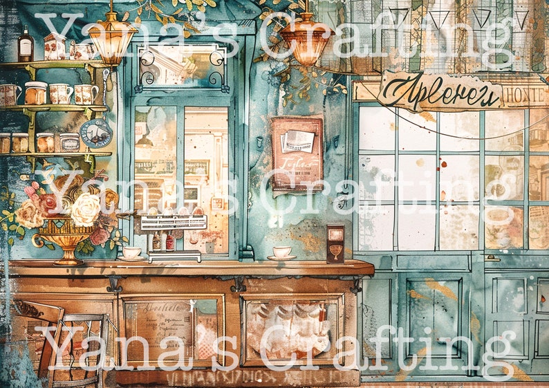 25 Printable CAFE Themed PAGES / Printable Junk Journal / Vintage ...