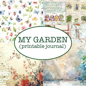 Printable GARDEN Junk Journal (20 Pages): Spreads, Embellishments ...