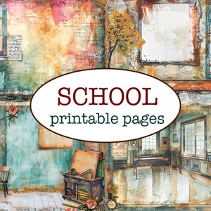 25 Printable SCHOOL Themed PAGES / Printable Junk Journal / Vintage ...
