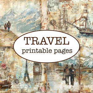 25 Printable TRAVEL PAGES / Junk Journal / Scrapbooking Paper ...