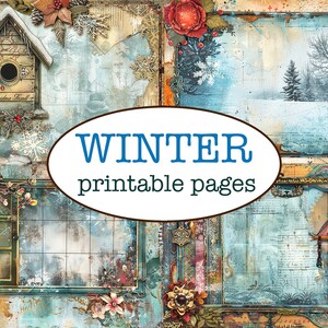 25 Printable WINTER Themed PAGES / Printable Junk Journal / Vintage ...
