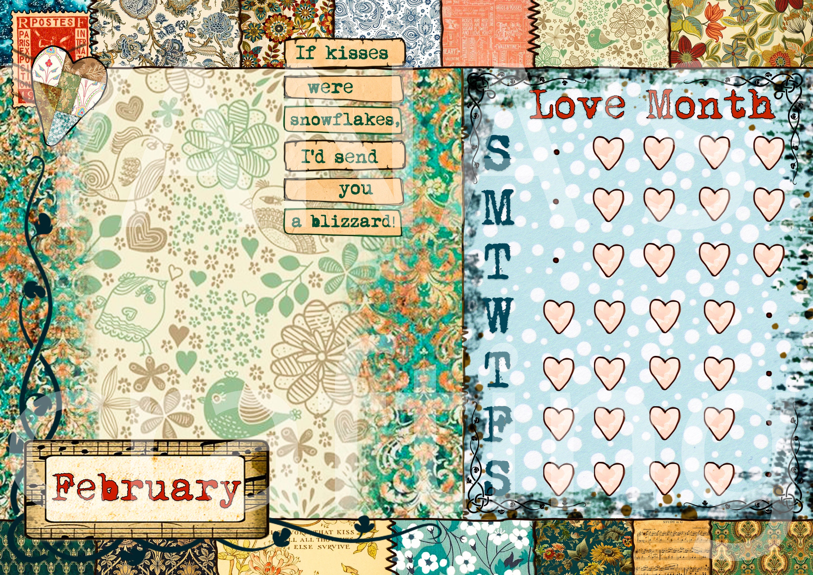 February Journal KIT / Junk journal / Winter / Handmade / | Etsy