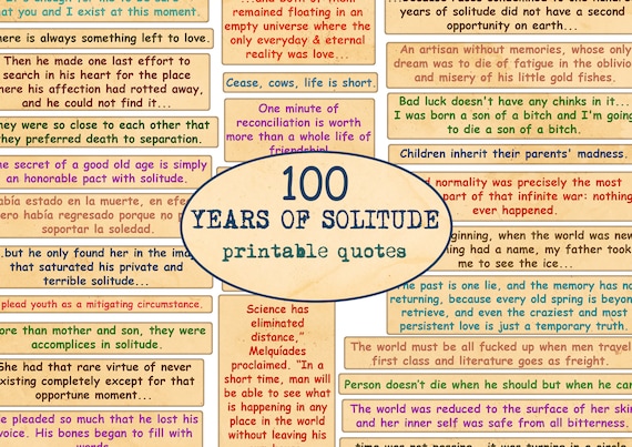 One Hundred Years of Solitude Quotes and Phrases / | Etsy