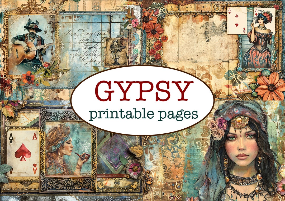 25 Printable GYPSY PAGES / Romany Themed Junk Journal / Bohemian ...