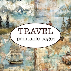25 Printable TRAVEL PAGES / Junk Journal / Scrapbooking Paper ...
