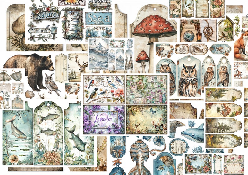100 NATURE Themed Pages - Cut Out Embellishments / Printable Garden ...
