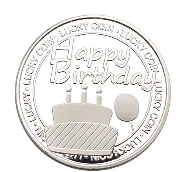 Happy Birthday Silver Lucky Coin | Etsy