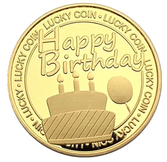 Happy Birthday Gold Lucky Coin | Etsy