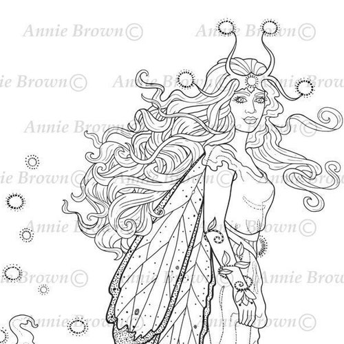 Fae Fairies Coloring Page Line Art Instant Download - Etsy