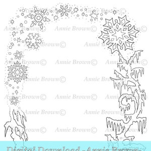 Icy Border Adult Coloring Pages Fantasy Printable Download Line Art Ice ...