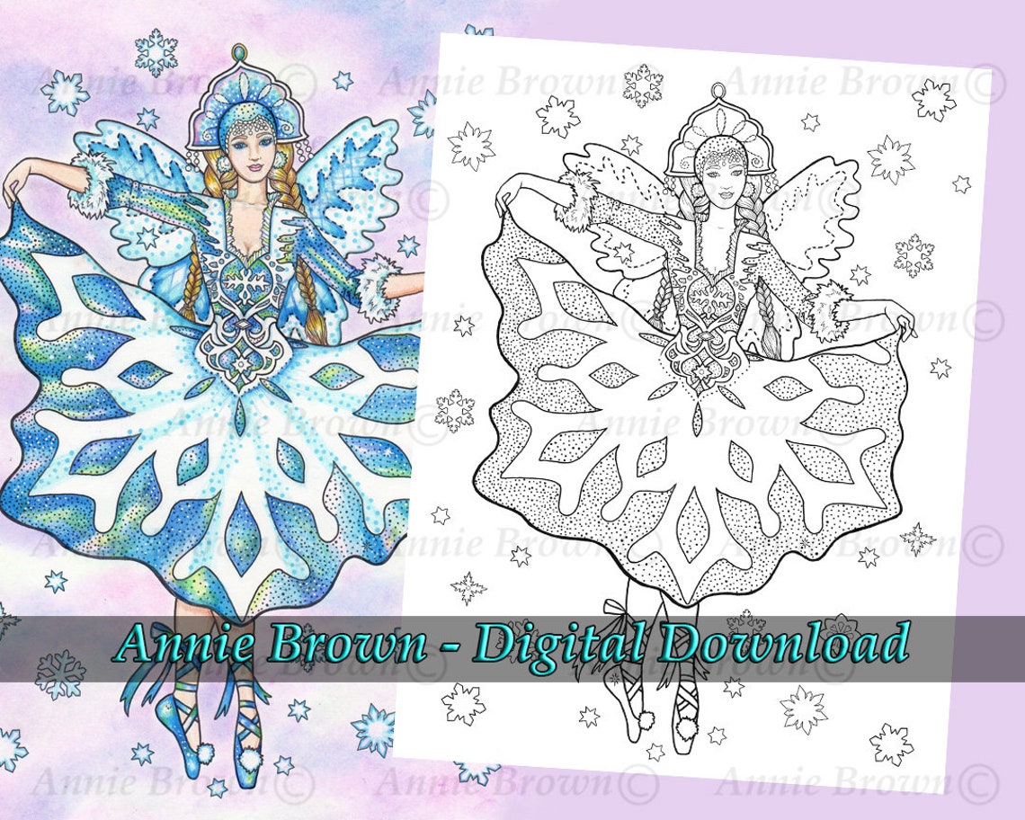 Winter Fairies Coloring Page Fantasy Art Printable Download - Etsy