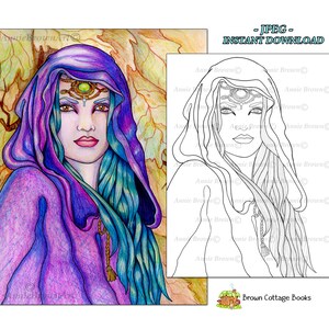 Fae Coloring Page Fantasy Art Printable Download Line Art - Etsy