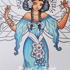 Fairies Coloring Page Fantasy Art Printable Download Line | Etsy