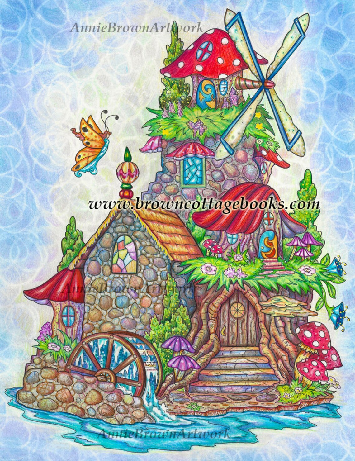 Fairies Water Wheel Home Coloring Page Printable Download - Etsy