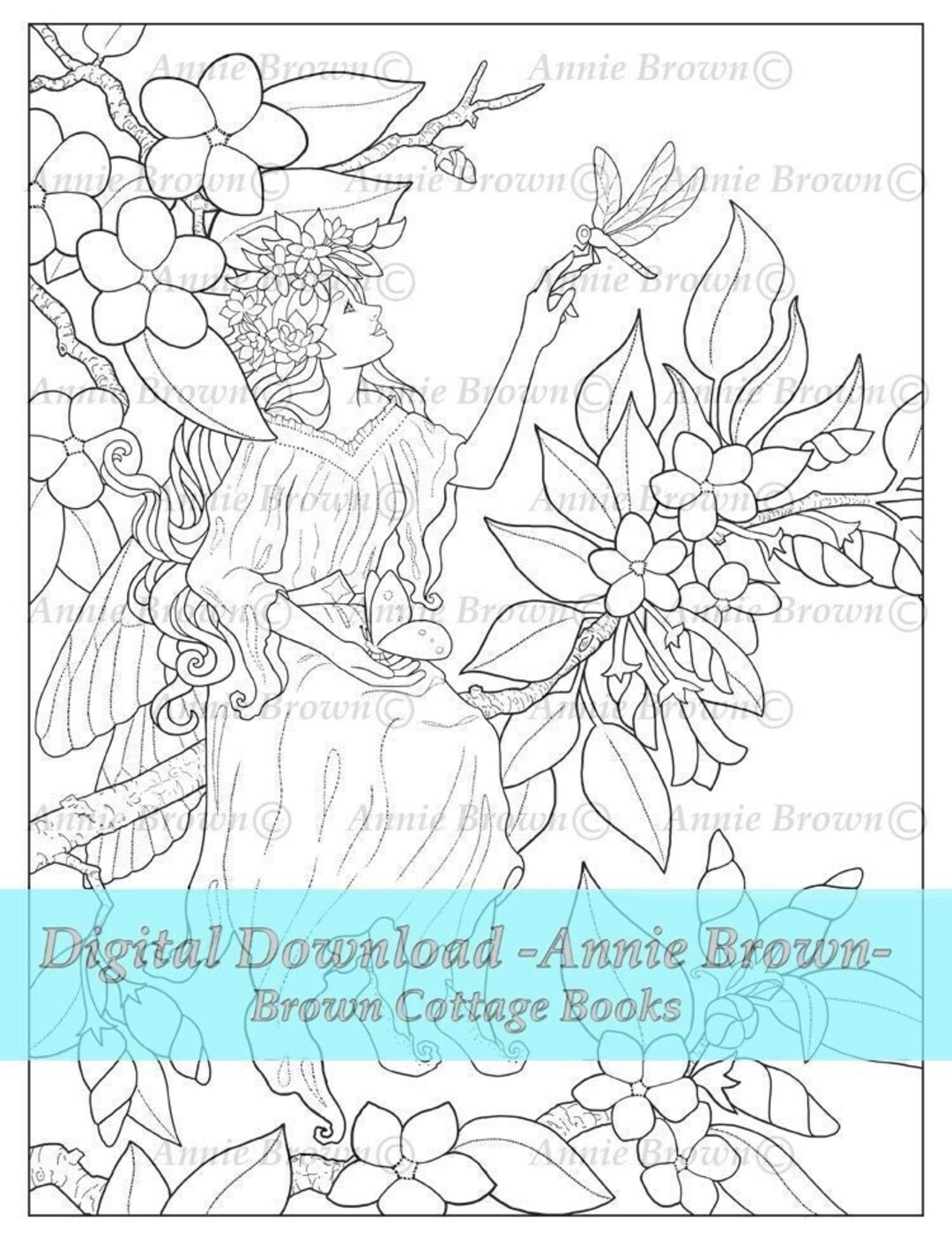 Dragonfly Fairy Coloring Page Instant Download Printable File Line Art ...