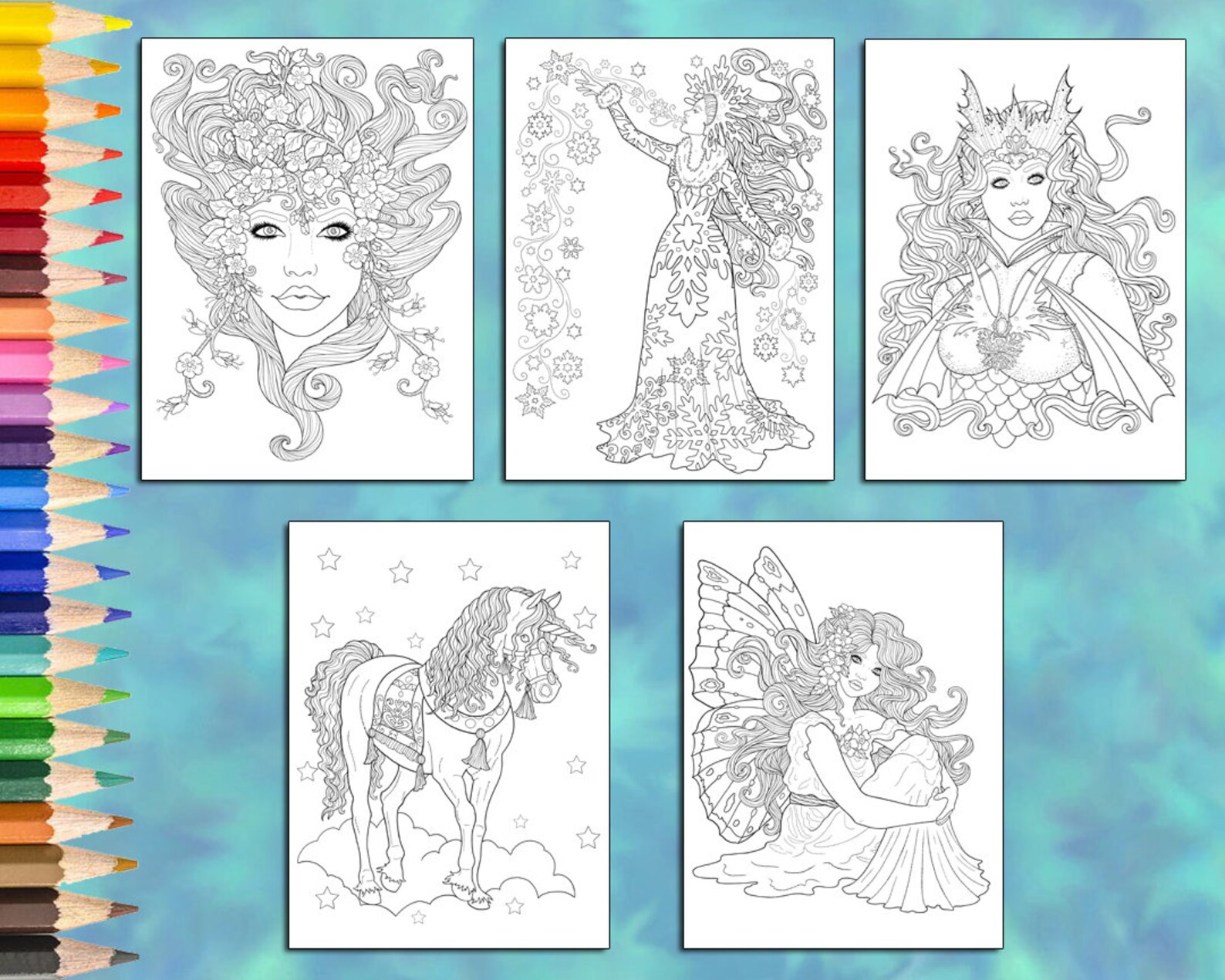 PDF Digital Download Coloring Book Fairies Mermaids - Etsy