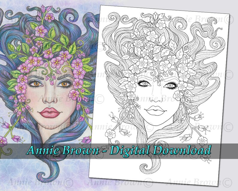 Fae Fairies Coloring Page Line Art Instant Download - Etsy