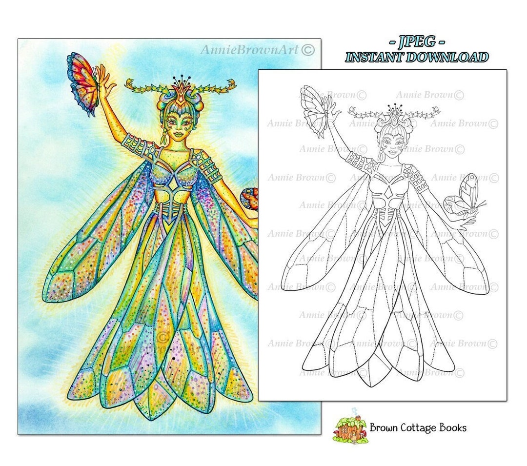 Insect Fairy Coloring Page Instant Download Printable File Fairies JPEG ...