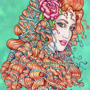 Ribbons in Her Hair Coloring Page Instant Download Printable File Line ...