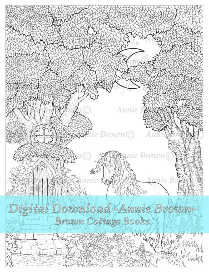 Unicorns Coloring Page Fantasy Art Printable Download Line - Etsy