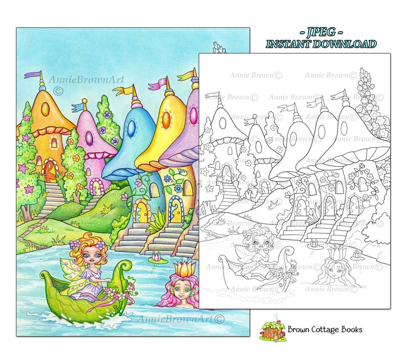 Fairy Boat Mermaid Adult Coloring Page Coloring Page Line - Etsy