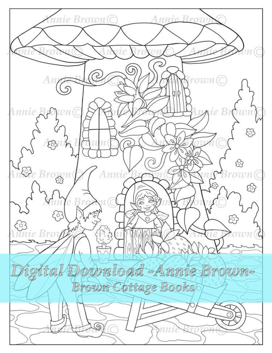 Fairy Home Coloring Page Fantasy Printable Download Line - Etsy