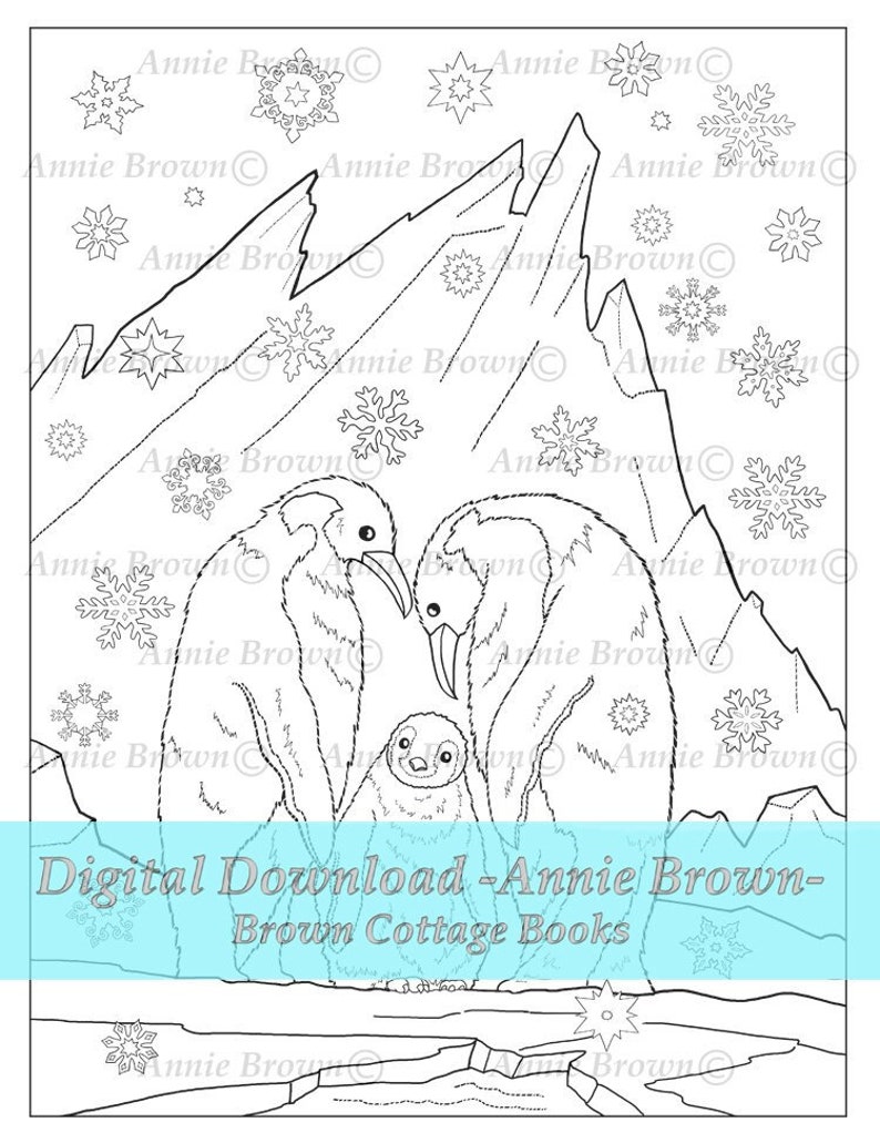 Penguins Animals Coloring Page Printable Download Arctic - Etsy