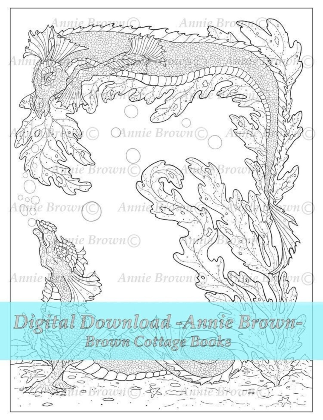 Sea Dragons Coloring Page Instant Download Printable File Line Art ...