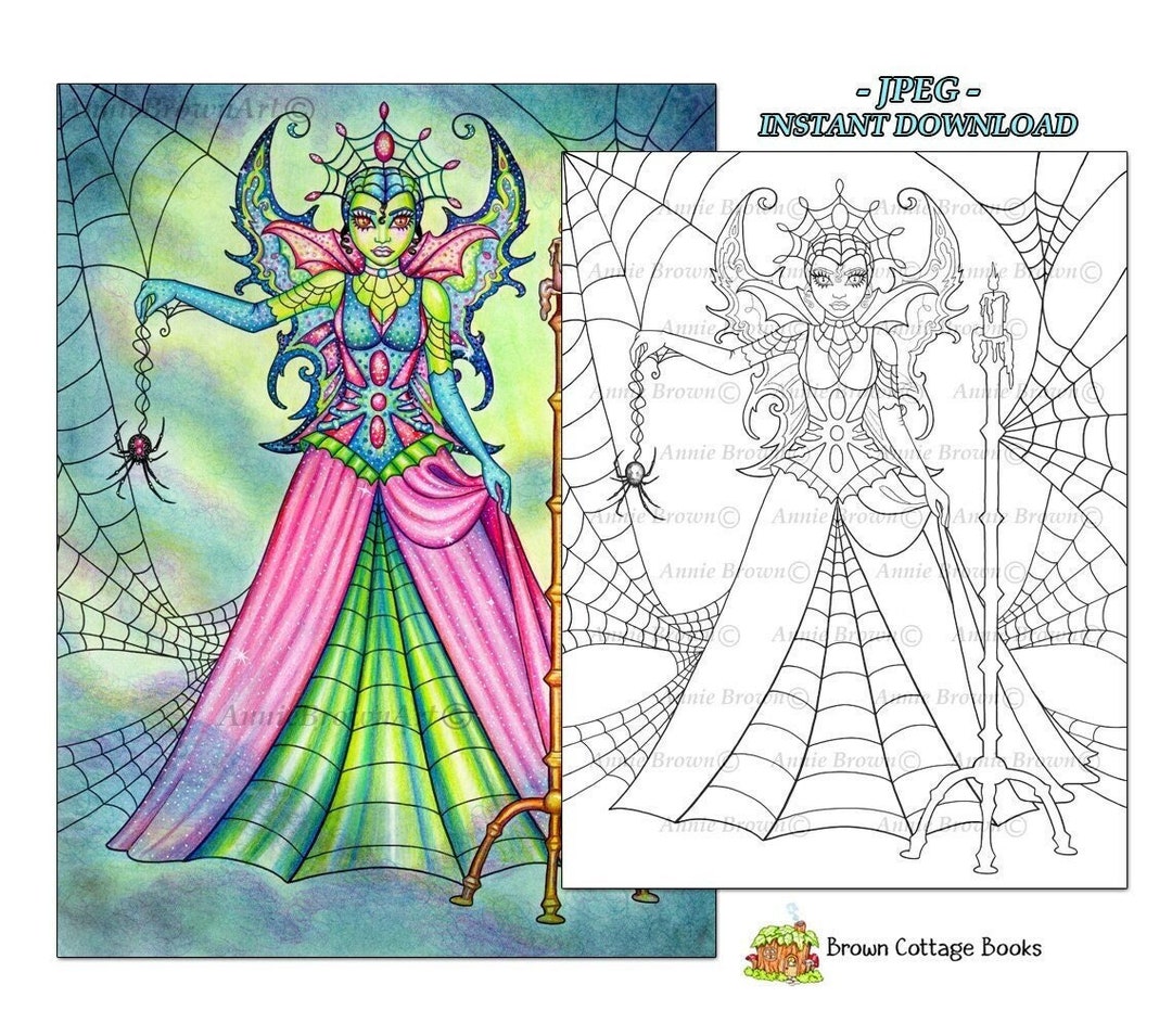 Spider Fairy Coloring Page Instant Download Printable File Fairies JPEG ...