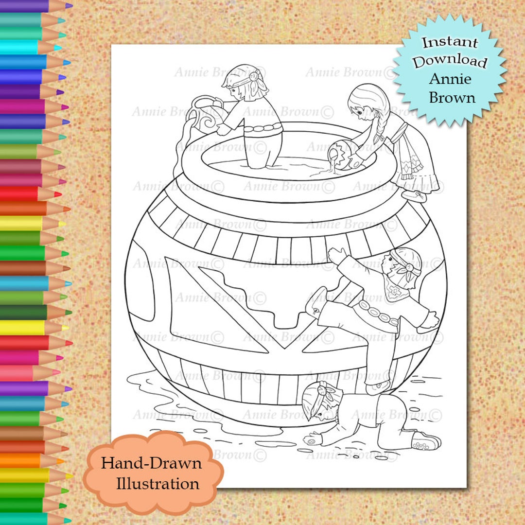 Well Storyteller Coloring Page Instant Download Printable File Line Art ...