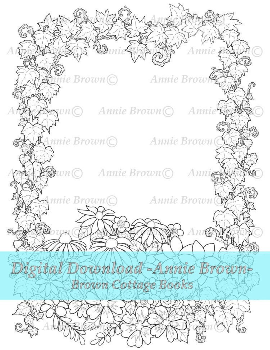 Flower Border Black And White Coloring Pages