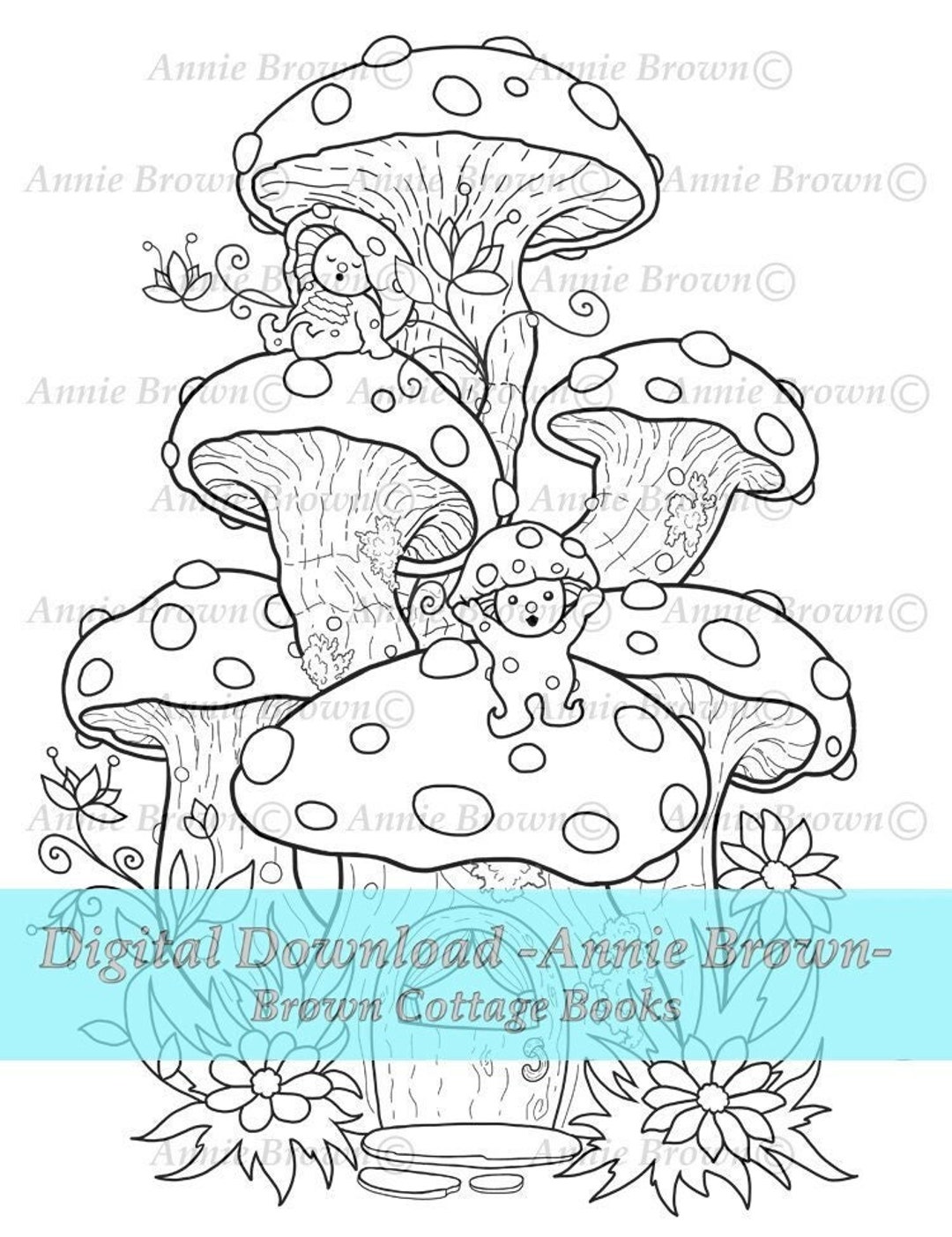 Fungi Home Coloring Page Instant Download Printable File Line Art ...