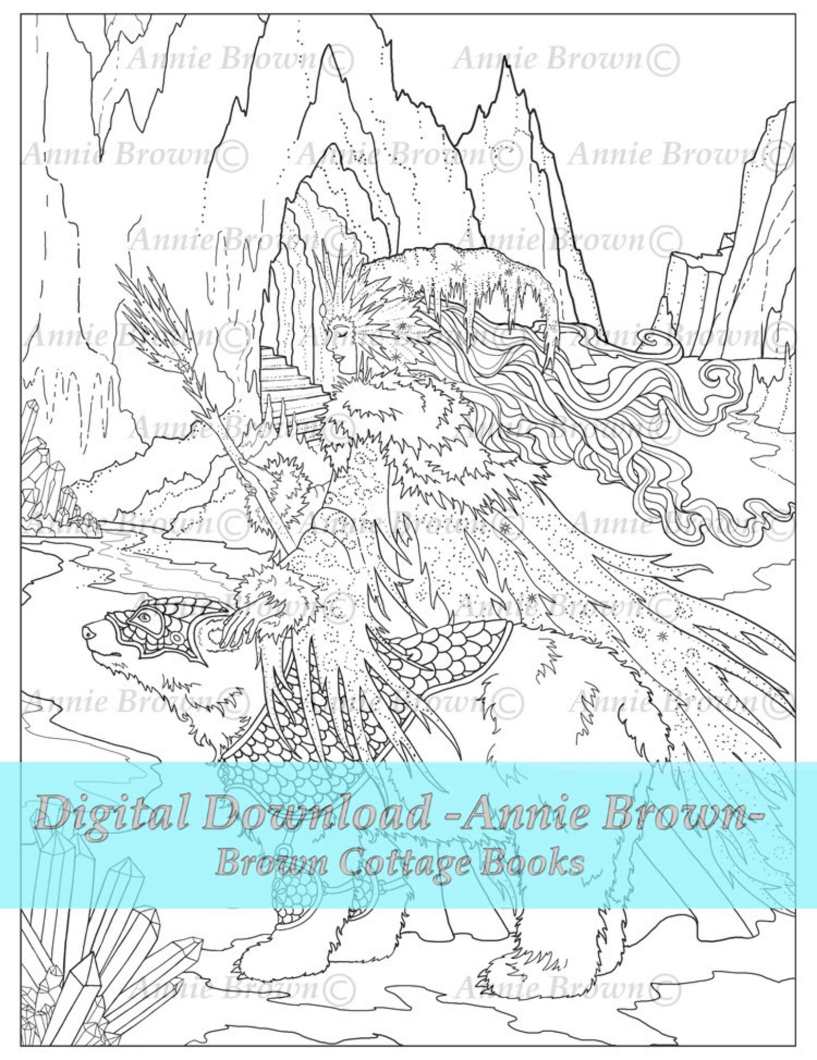 Snow Queen Coloring Page Fantasy Art Printable Download - Etsy