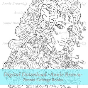 Ribbons in Her Hair Coloring Page Instant Download Printable File Line ...