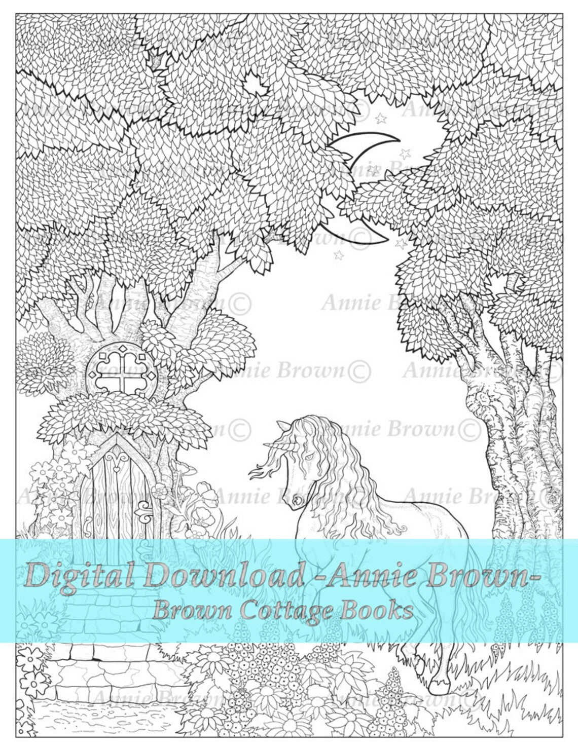 Unicorns Coloring Page, Fantasy Art, Printable Download, Line Art ...