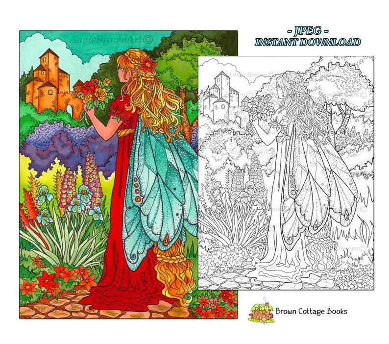 Coloring Page Fairies Fantasy Line Art Printable Download - Etsy
