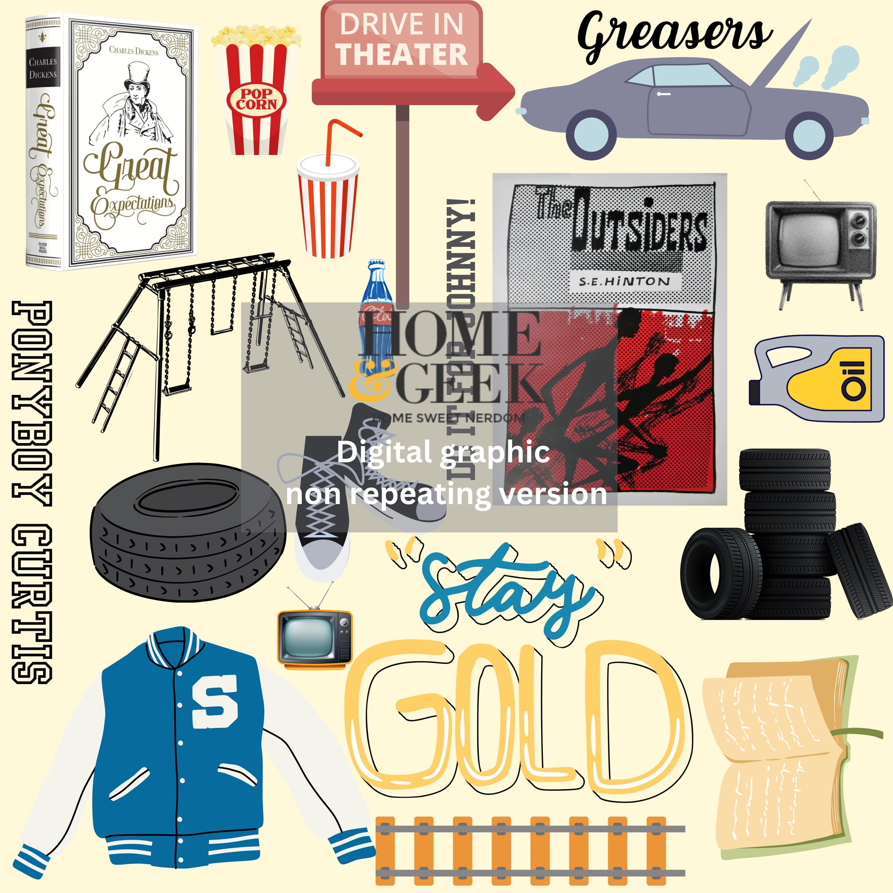 Outsiders Musical Broadway Seamless Repeat Pattern Digital File (16x16 ...