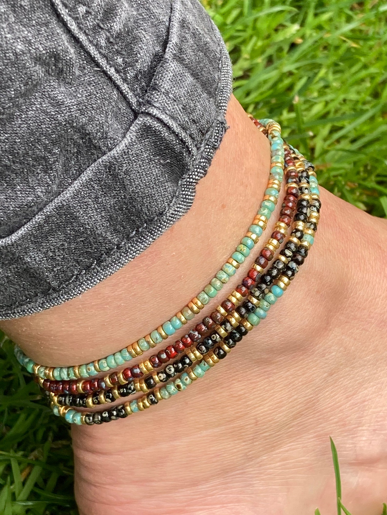 Small Beaded Anklet Bead Anklets For Women Beaded Stretch Etsy