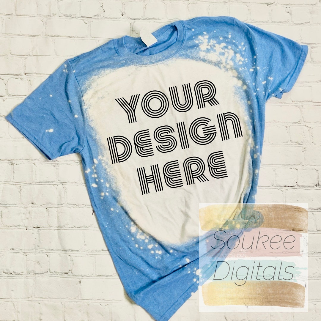 Bleached Gildan Softstyle Heather Royal 64000 Shirt Mock Up Etsy