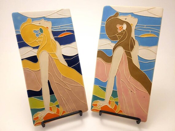 Lady of the Day Art Nouveau Tile - Etsy