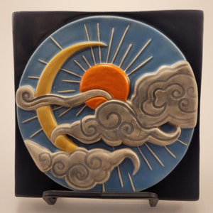 Sun and Moon Tile, Handmade Ceramic Tile - Etsy