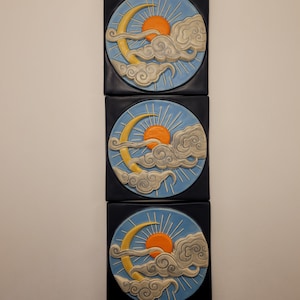 Sun and Moon Tile, Handmade Ceramic Tile - Etsy