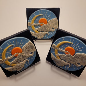 Sun and Moon Tile, Handmade Ceramic Tile - Etsy