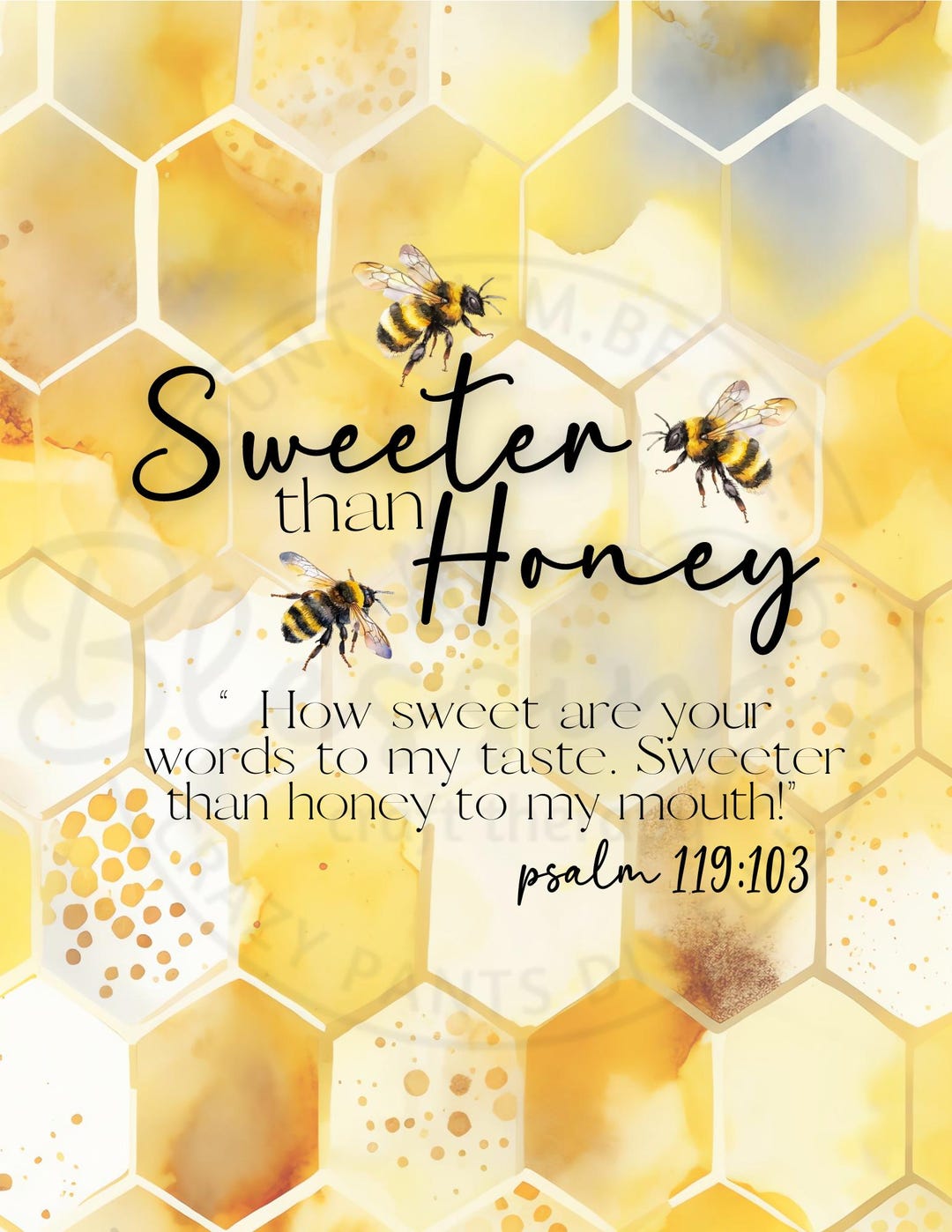 Psalm 119:103 "sweeter Than Honey" Bees & Honey Comb Printable PDF ...