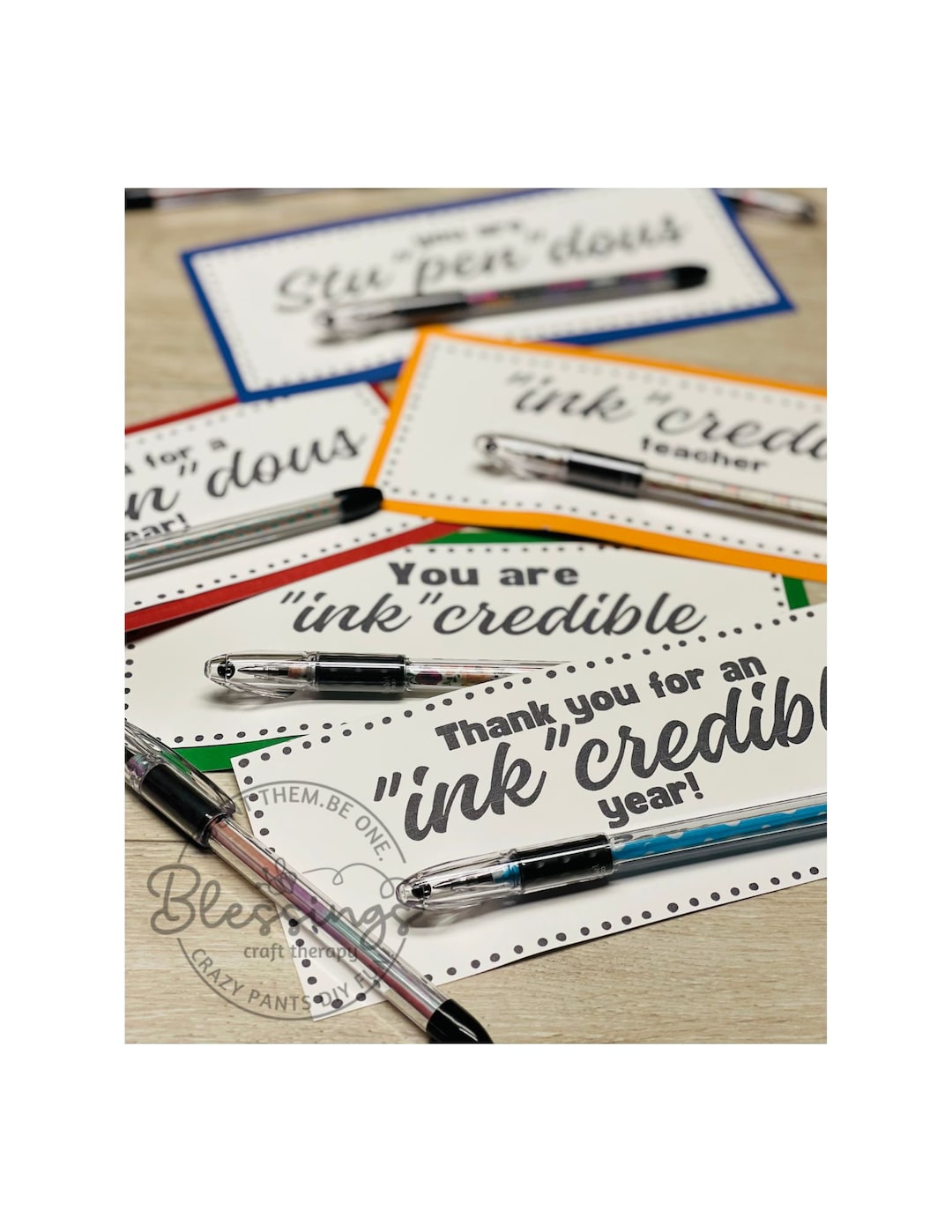 Printable Teacher Appreciation Pen Cards PDF! Inkcredible Pen Cards. - Etsy